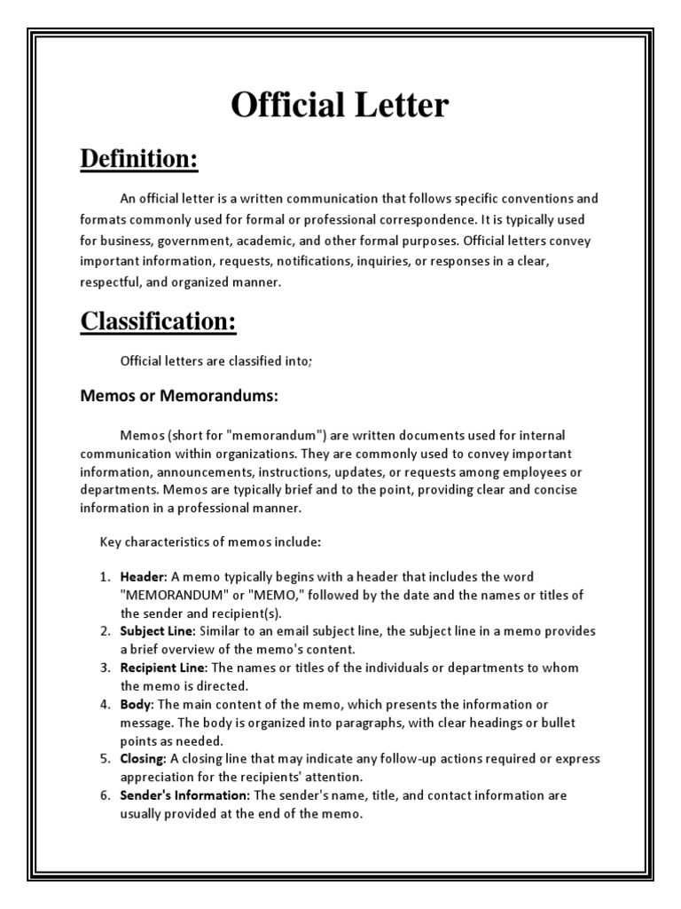 Official Letters | PDF | Memorandum | Information