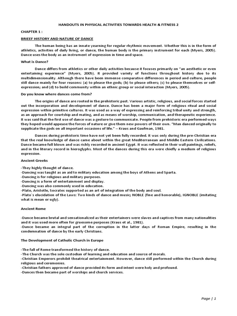 Handouts in Path Fit 2 | PDF | Dances