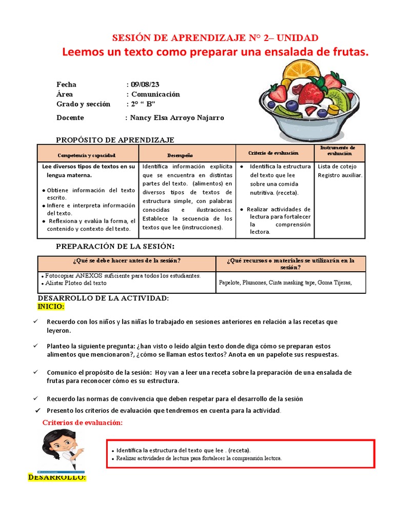 Instrucciones para ensalada de frutas | PDF