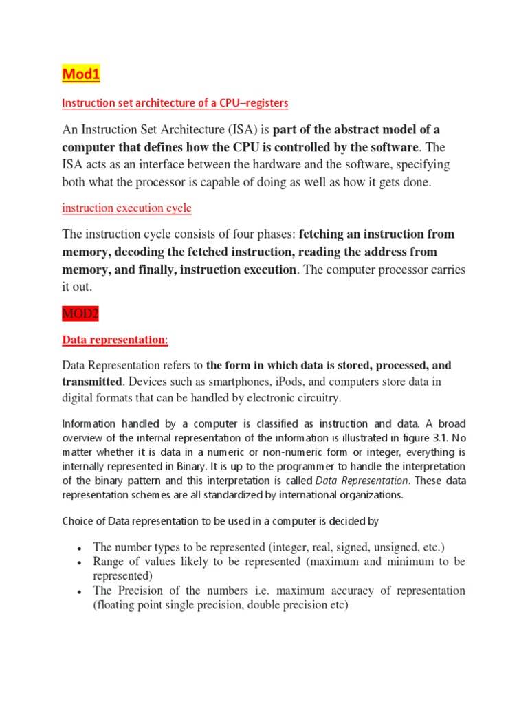 Coa Rest Notes Pdf Random Access Memory Inputoutput 