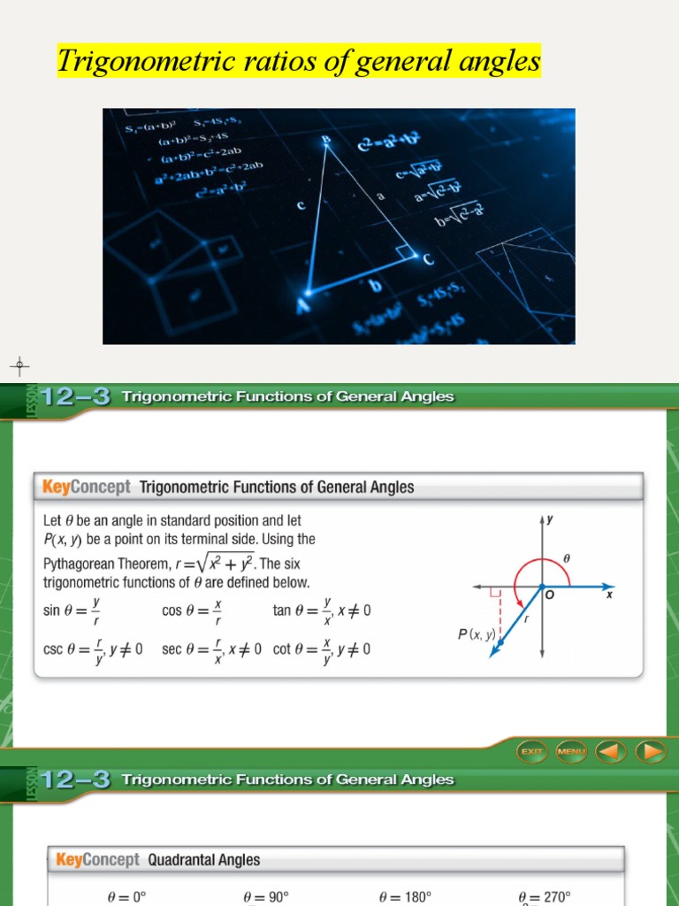 Trigonometric Ratios of General Angles | PDF