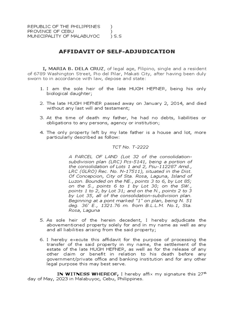 Affidavit of Self-Adjudication | PDF | Affidavit | Document