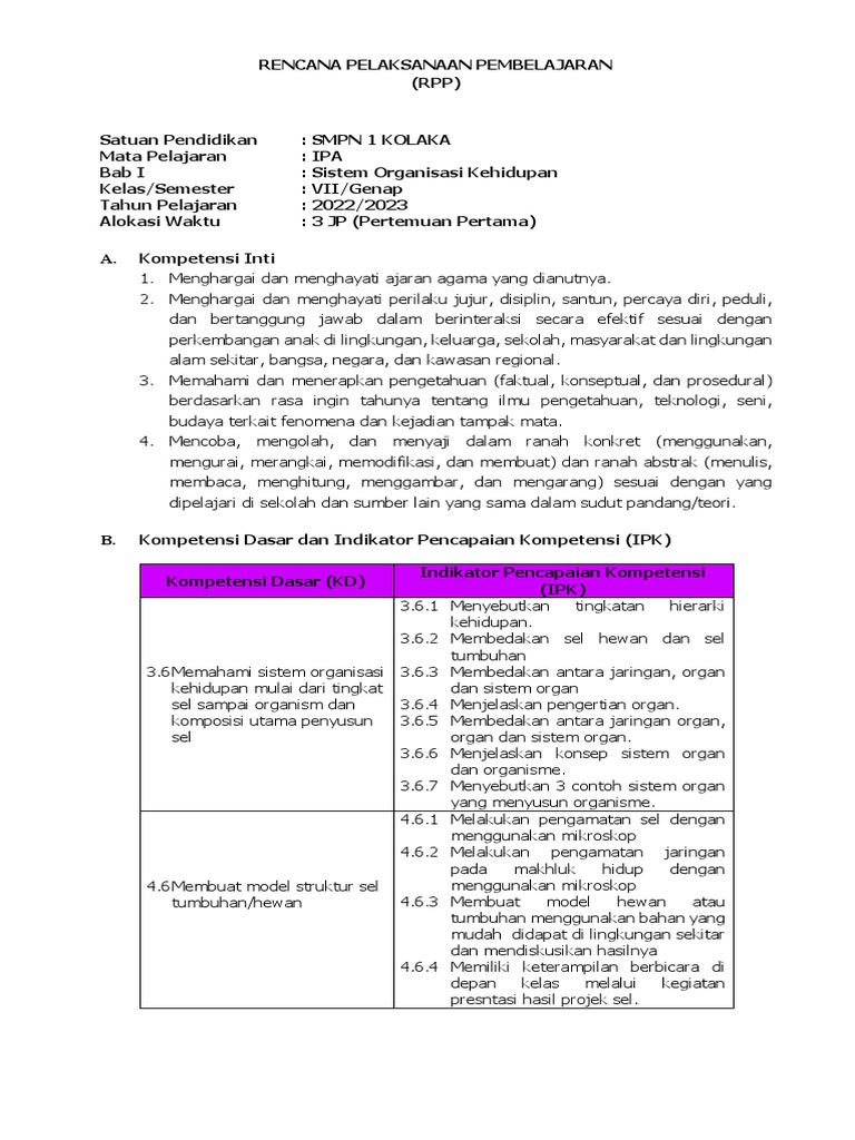 LKPD Sel | PDF | Pengembangan Diri
