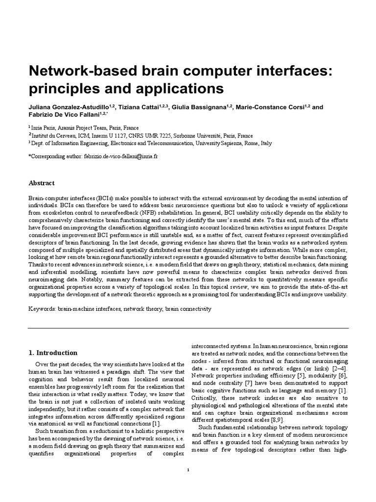 Network-Based Brain Computer Interfaces: Principles and Applications | PDF ...