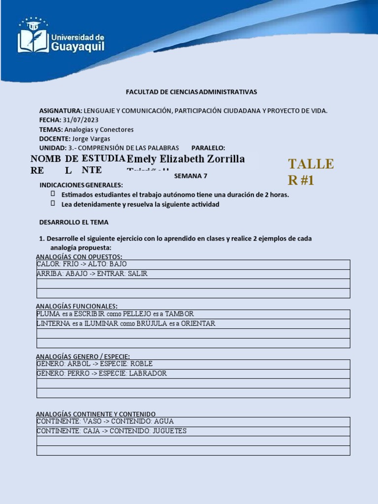 Taller U3 Clase 1 s7 Hehca | PDF