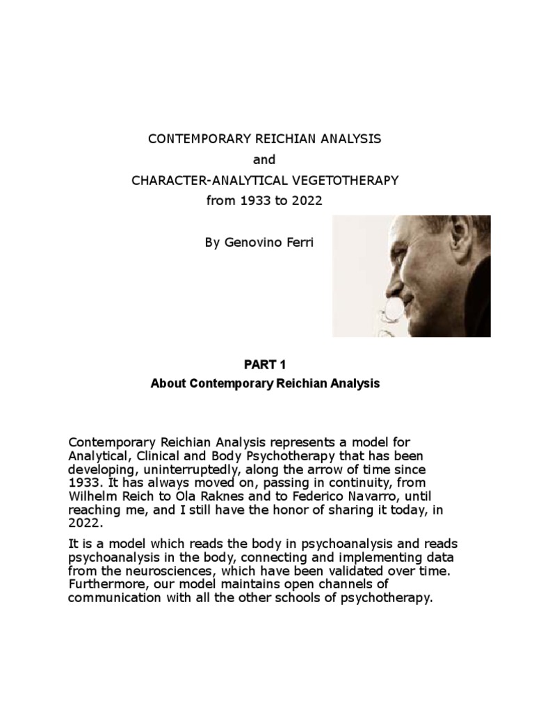 Contemproary Reichian Analysis and Character Analytical Vegetotherapy ...