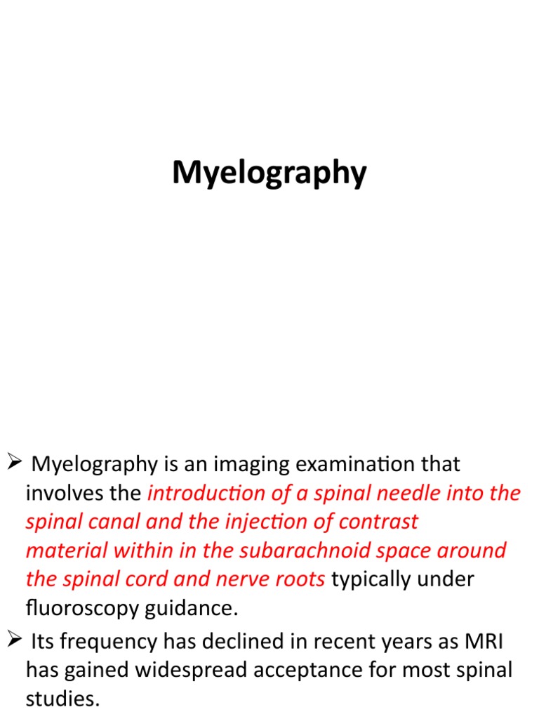 Myelography 1 | Download Free PDF | Clinical Medicine | Medical Specialties