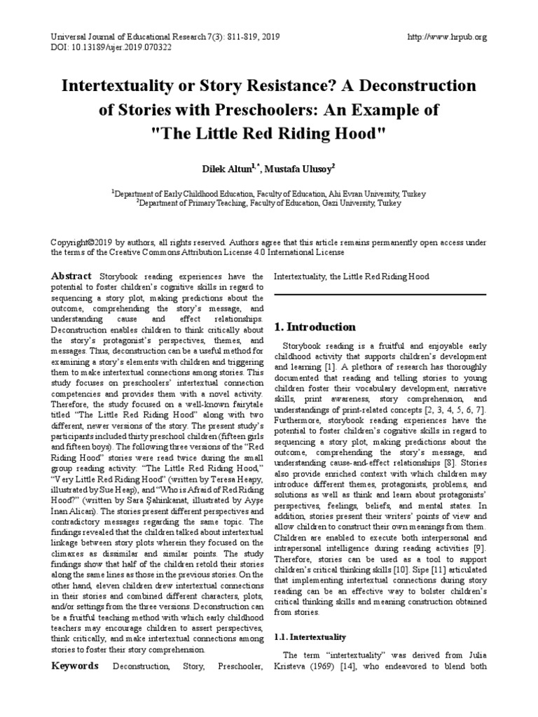 Intertextuality or Story Resistance A Deconstructi | PDF | Little Red ...
