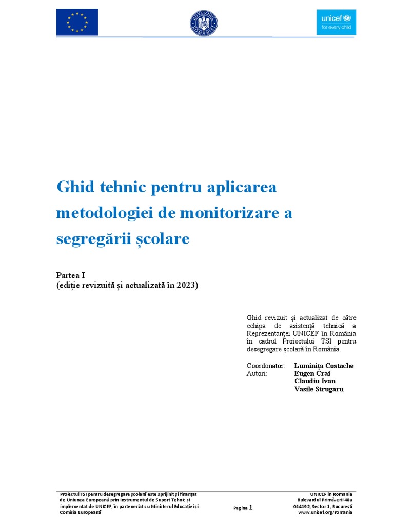 Ghid Tehnic Partea 1 - Aplicare Metodologie Monitorizare Segregare - Pilotare 5 Mai 2023 | PDF