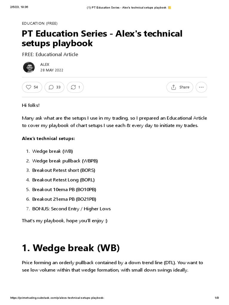 PT Education Series - Alex's Technical Setups Playbook ? | PDF | Day ...