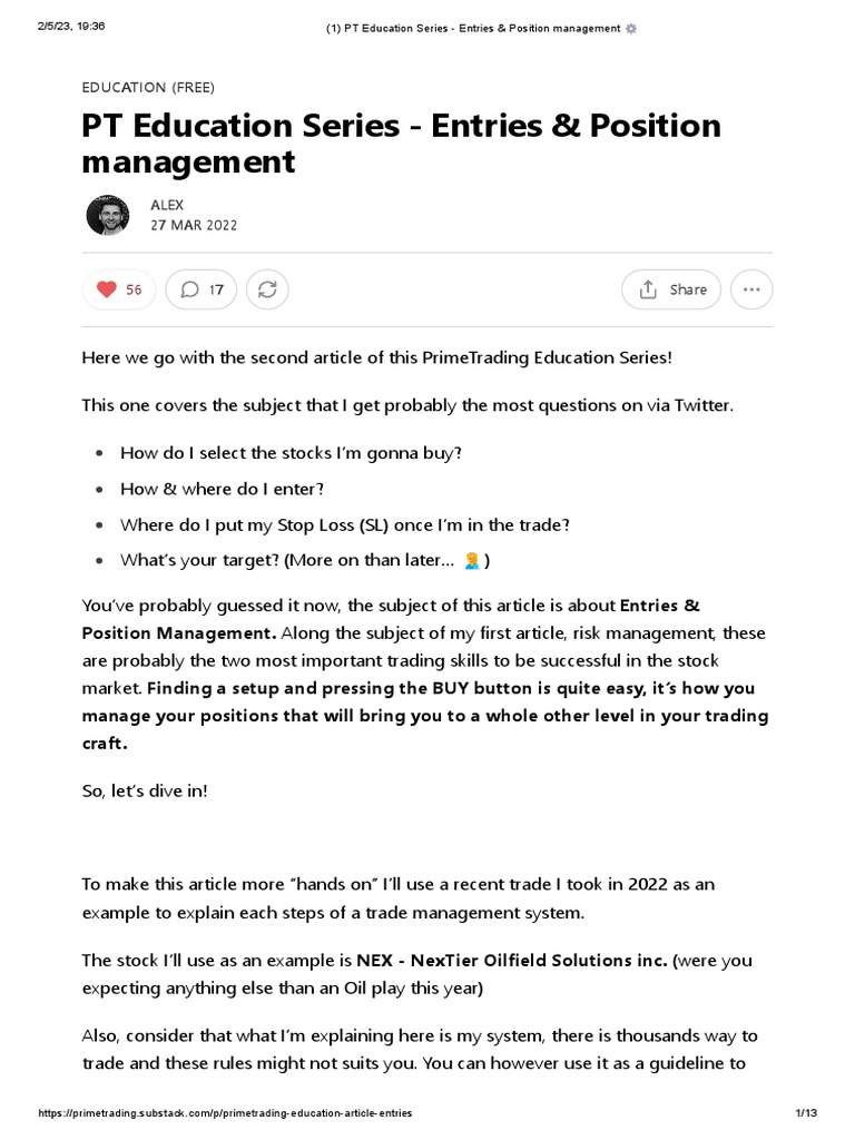 PT Education Series - Entries & Position Management | PDF