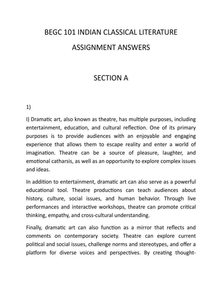Begc 101 Indian Classical Literature | PDF