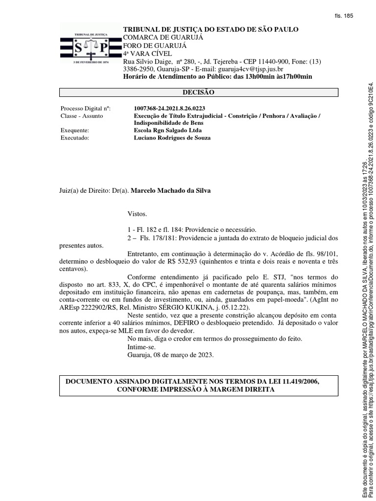 Tribunal de Justiça Do Estado de São Paulo: Processo Digital Nº: Classe ...