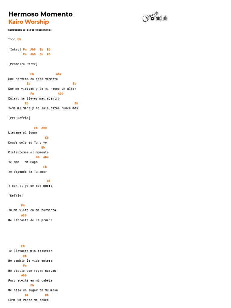 Acordes y letra de "Hermoso Momento" | PDF