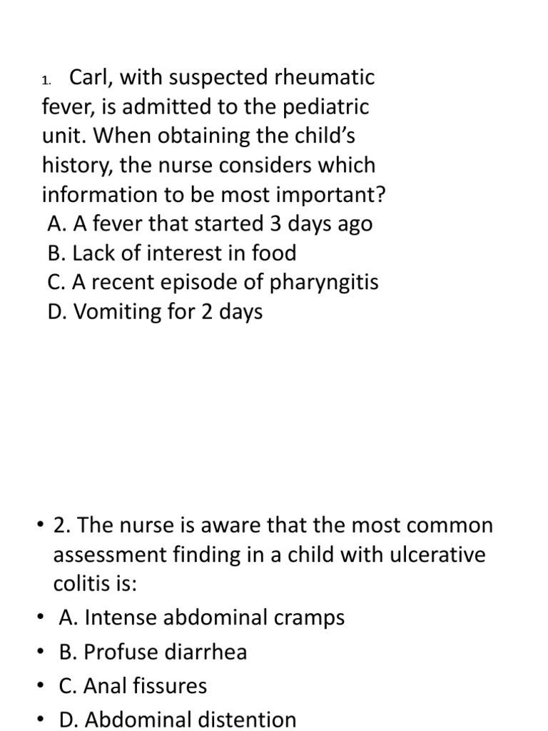 Pediatric Questions For Nclex | PDF