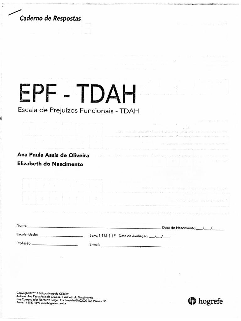 EPF TDAH Folha de Resposta | PDF