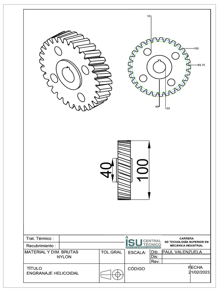 Engranaje Helicoidal 1 | PDF