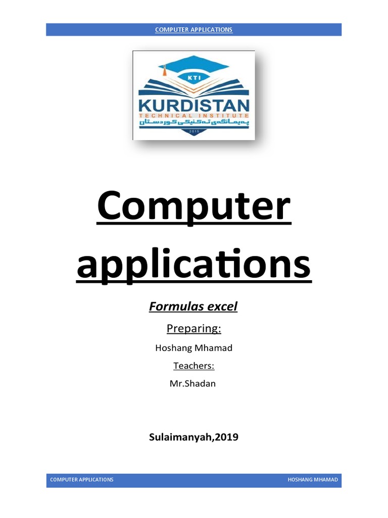 Computer Applications | PDF | Microsoft Excel | Spreadsheet