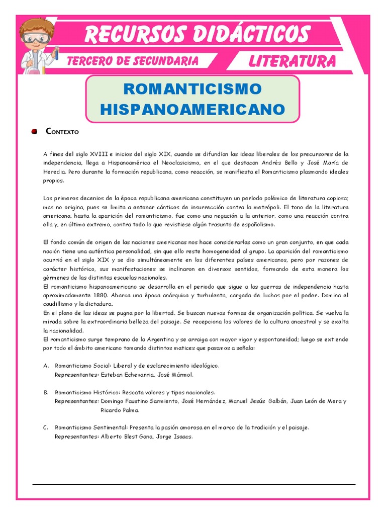 El Romanticismo Hispanoamericano para Tercero de Secundaria | PDF ...