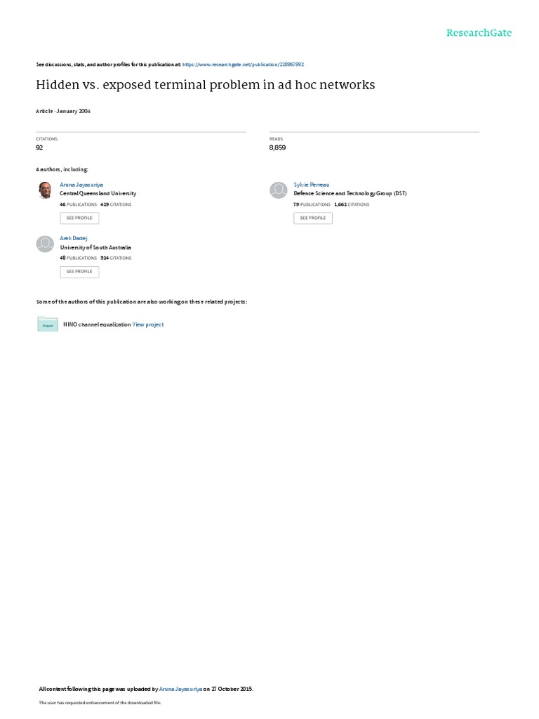 Hidden Vs Exposed Terminal Problem in Ad Hoc Netwo | PDF | Wireless Ad Hoc Network | Physical ...