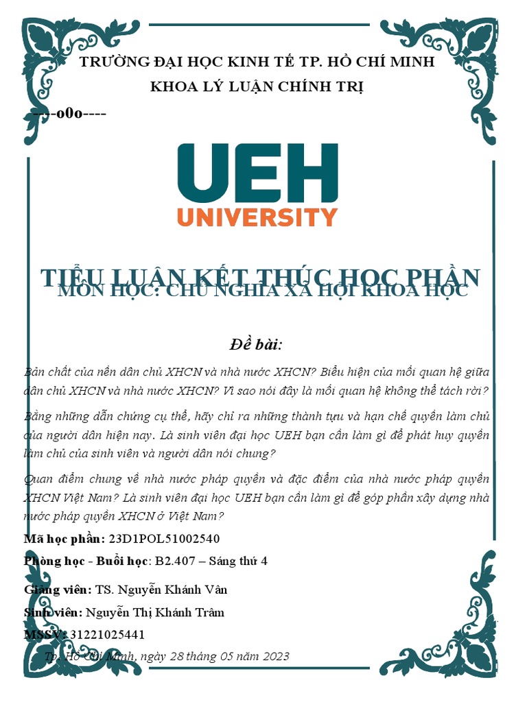 Nguyen Thi Khanh Tram - 23d1pol51002540 | PDF