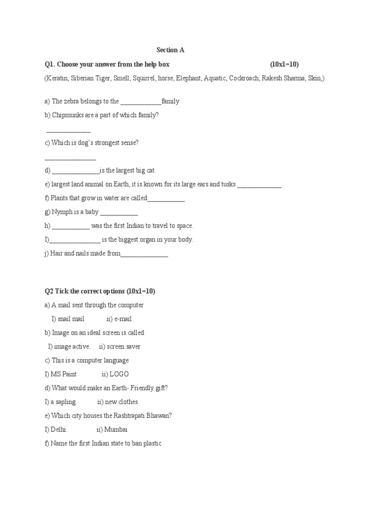 Class 4 GK and Value Education 1 | PDF