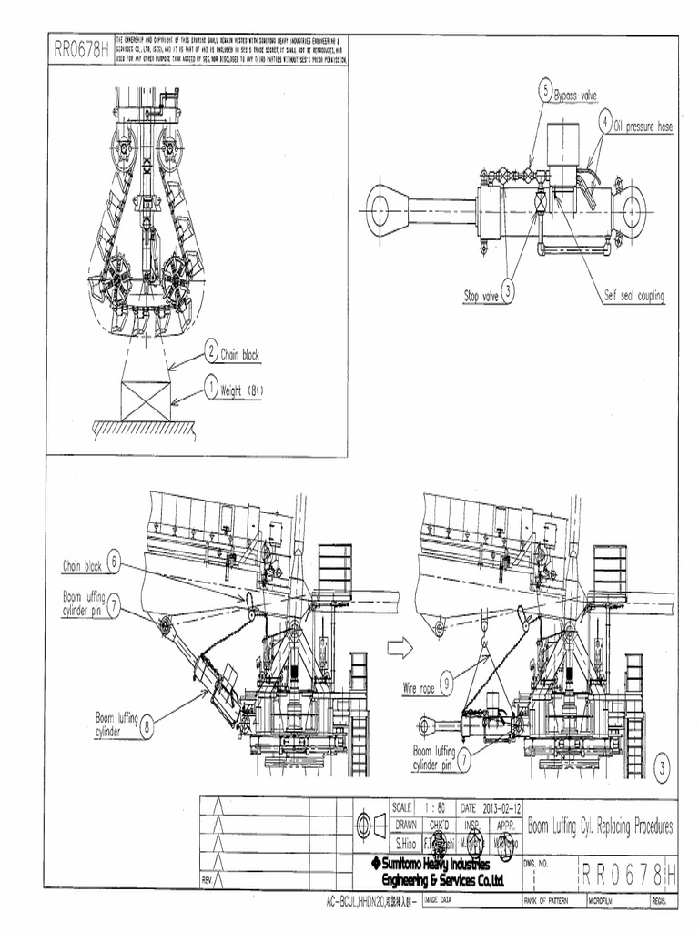 Drawing Boom Luffing Cylinder Replacement CSU | PDF