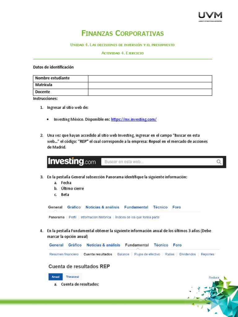 U4 Ejercicio A4 | PDF | Compartir (Finanzas) | Dividendo