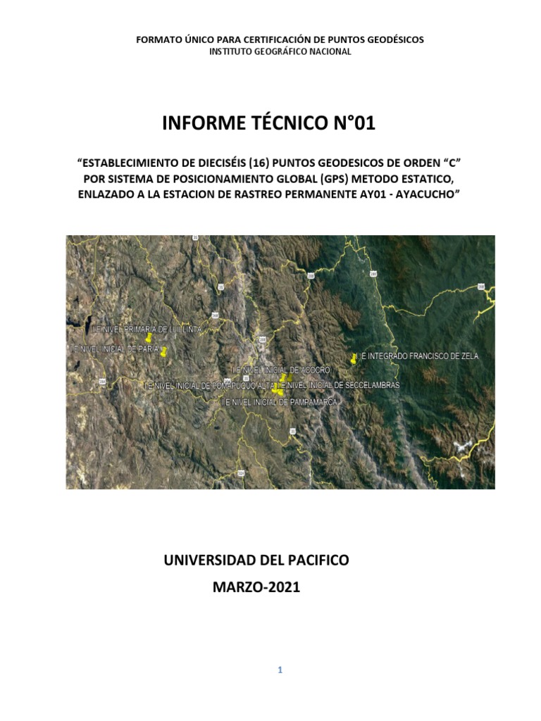 Informe N°01 Puntos Geodesicos | PDF | Geodesia | Sistema de Posicionamiento Global