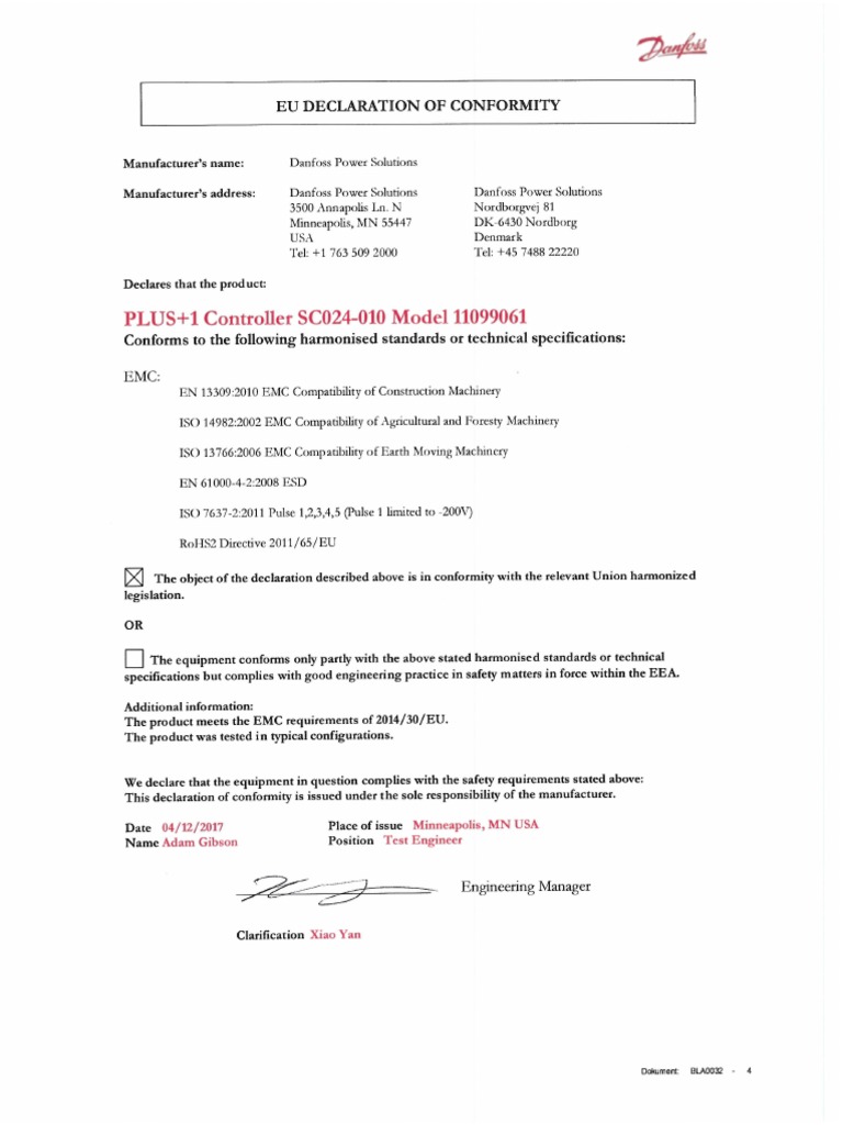 SC024-010 CE Declaration of Conformity | PDF