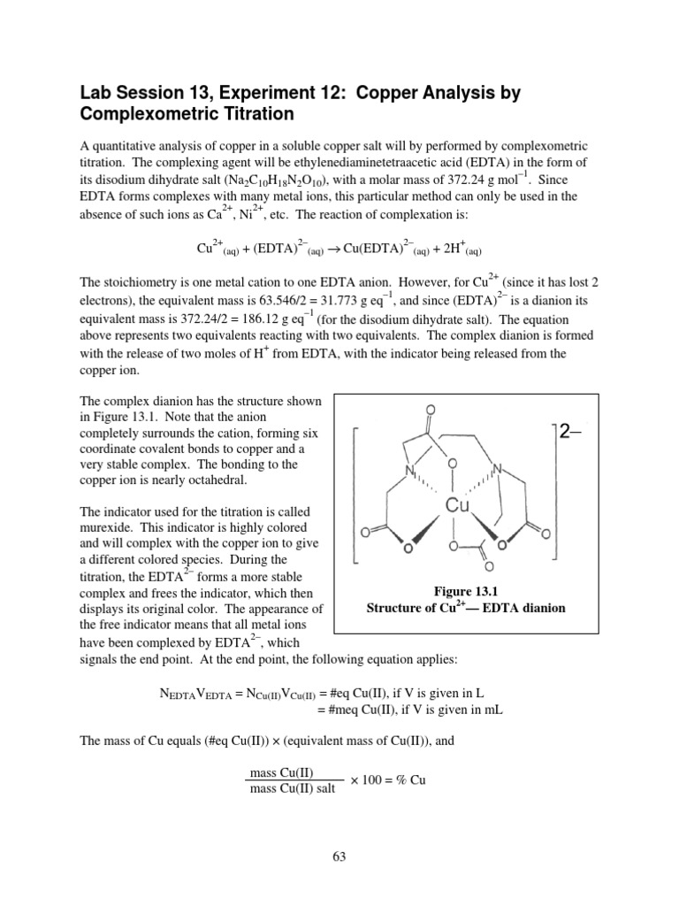 Copper Analysis With EDTA | PDF | Ethylenediaminetetraacetic Acid ...