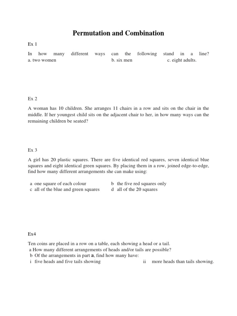 Permutation And Combination Pdf Mathematics