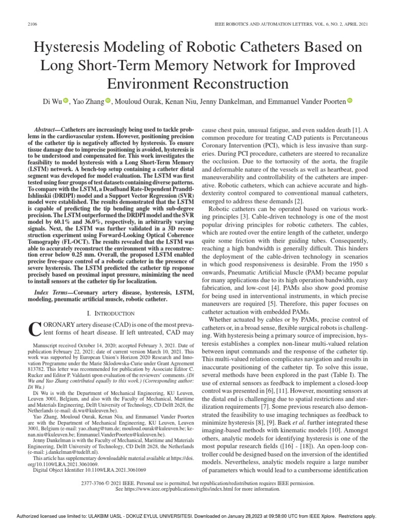 Hysteresis Modeling of Robotic Catheters Based On Long Short-Term Memory Network For Improved ...