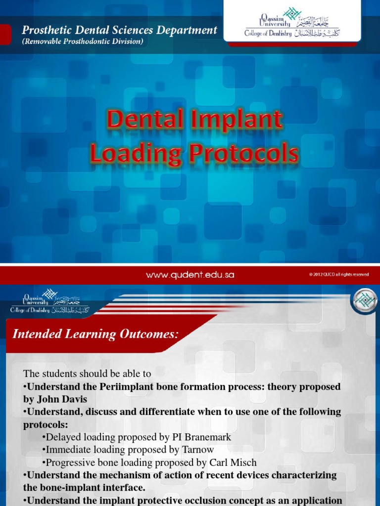Dental Implant Loading Protocol | PDF | Dental Implant | Osteoblast Dental Implant Loading Protocol | PDF | Dental Implant | Osteoblast