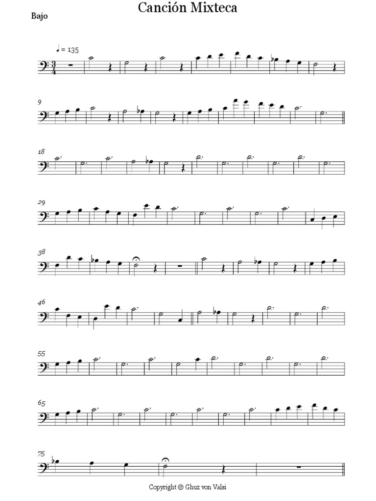 Canción Mixteca - Bajo | PDF