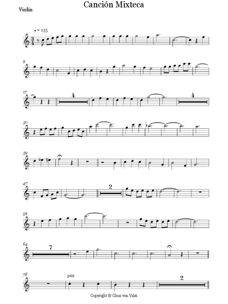 Canción Mixteca - Violín 3 | PDF