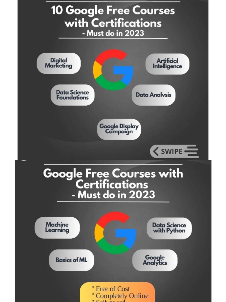 10 Google Free Courses With Certifications | PDF