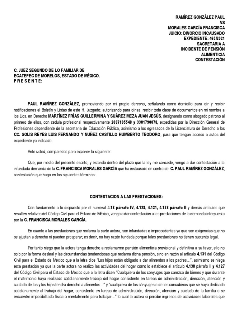 Contestacion en Carta | PDF