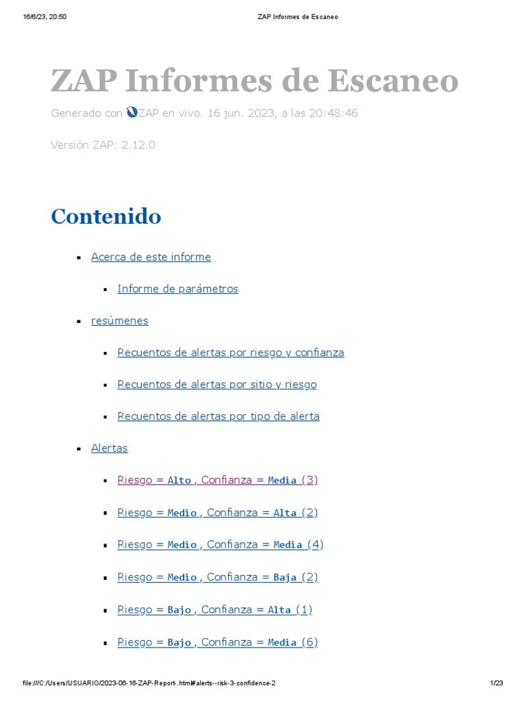 ZAP Informes de Escaneo | PDF | Informática | Protocolo de Transferencia de Hipertexto