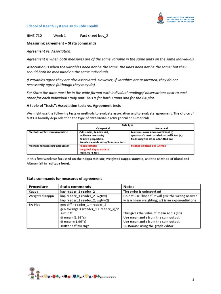 02 Fact Sheet HME712 Bos - 2 Measuring Agreement Stata Commands | PDF