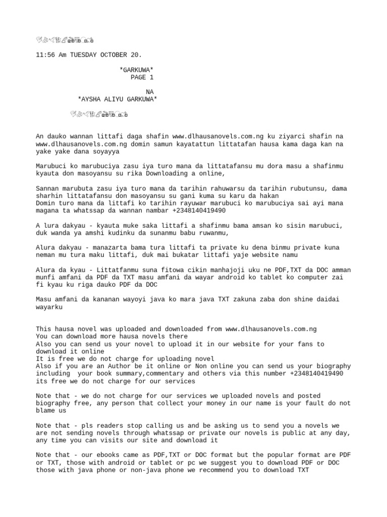 GARKUWA Part 1 by WWW - Dlhausanovels.com - NG | PDF