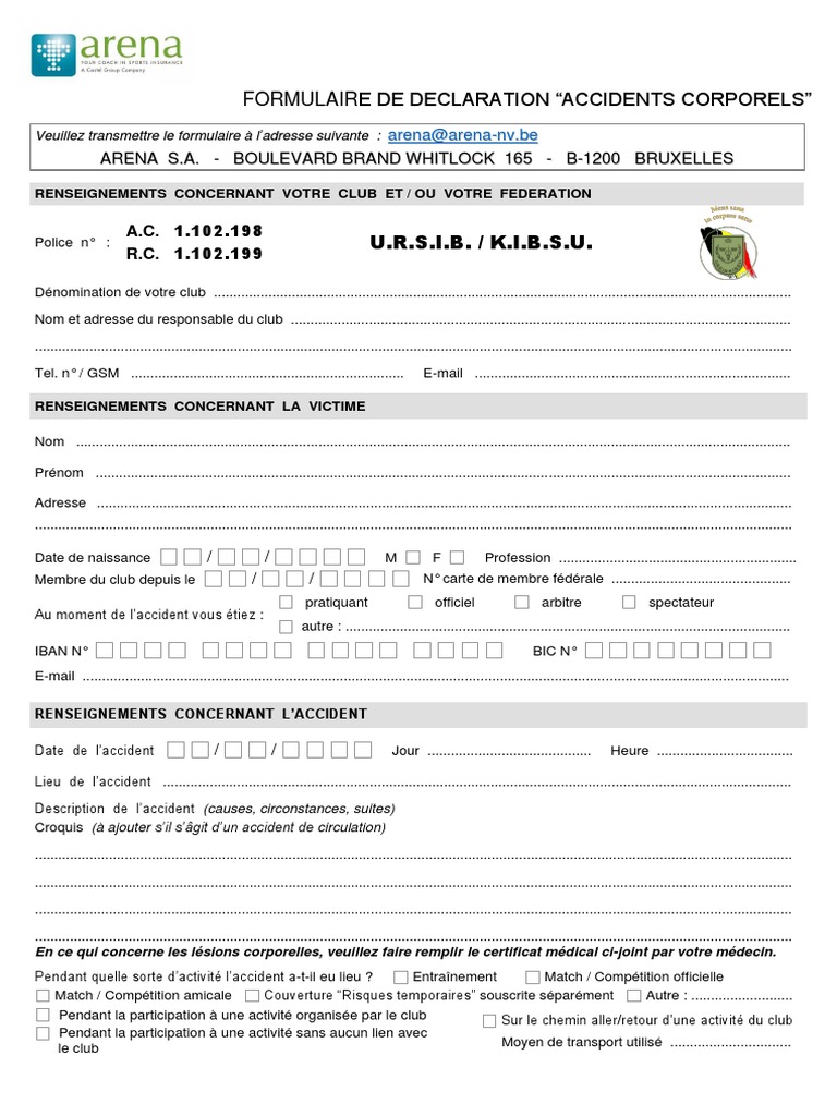 Formulaire d'Accident Corporel Club | PDF | Confidentialité