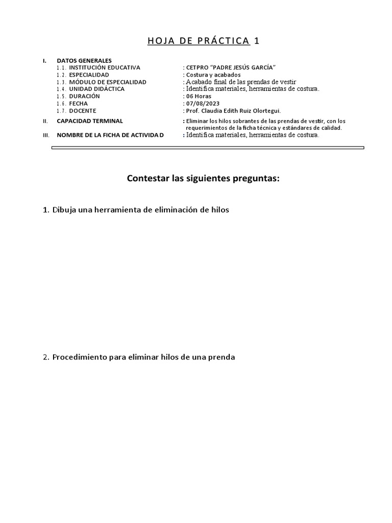 Hoja de Práctica 1 | PDF