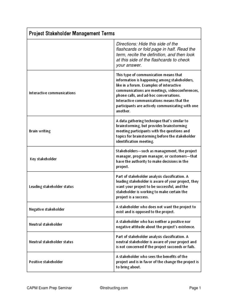 13 Project Stakeholder Management Terms | PDF