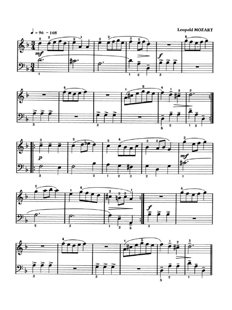 Leopold Mozart Menuet | PDF