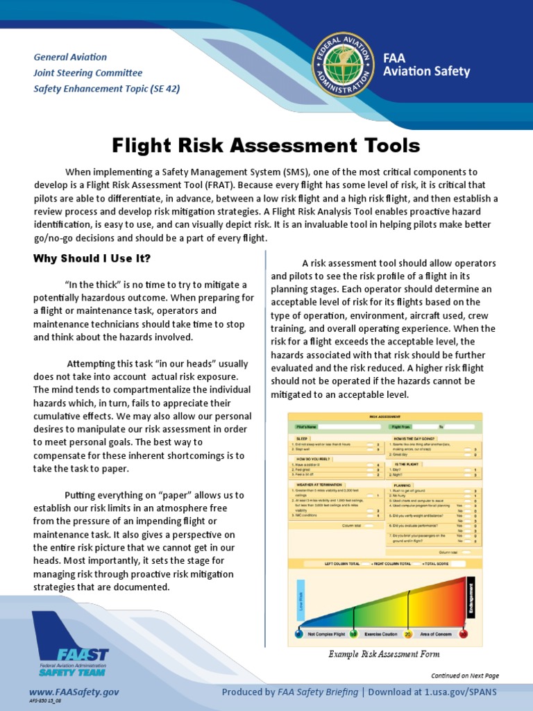 FAA Flight Risk Assessment Tool Guide | PDF | Risk | Risk Assessment