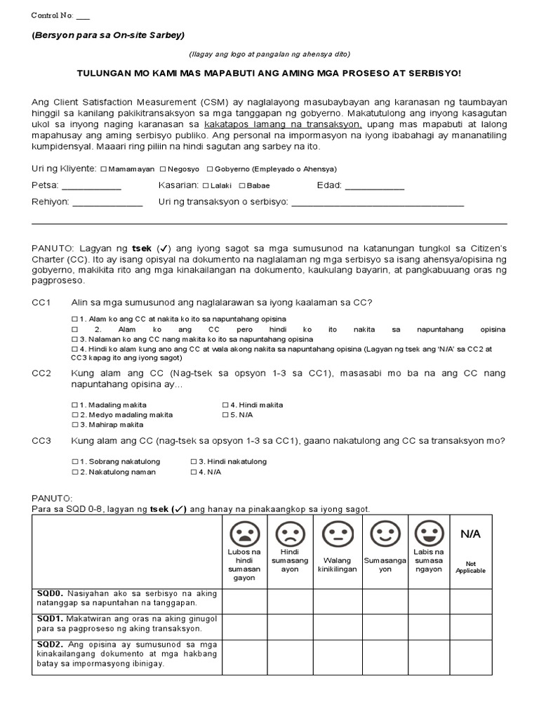 Annex A.ii - CSM Questionnaire v2 TAGALOG 2023 | PDF