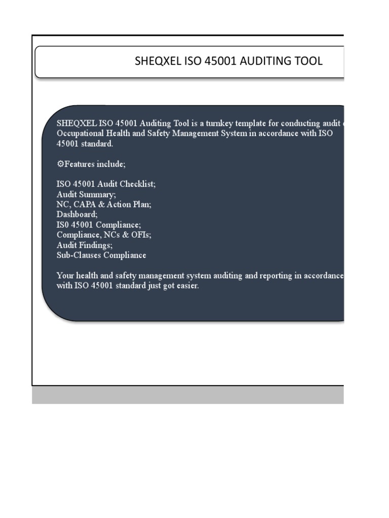 Sheqxel Iso 45001 Auditing Tool | PDF