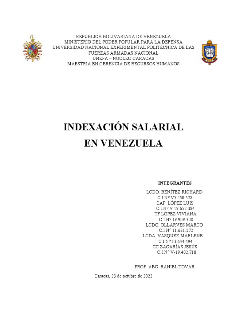 Indexación Salarial - Trabajo para Exposicion y Entrega | PDF ...