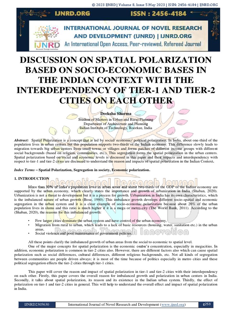Discussion On Spatial Polarization Based On Socio-Economic Bases in The ...